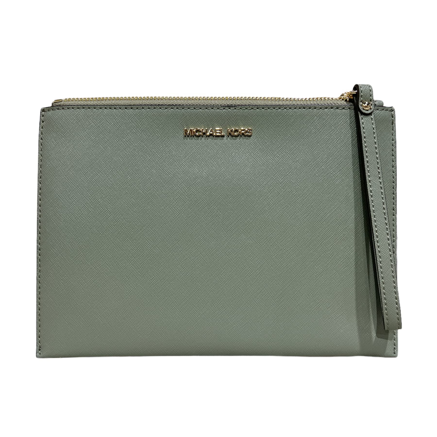 MICHAEL KORS Jet Set Travel XL Zip Clutch Wristlet Clutch Army Green Leather