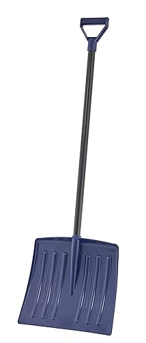 Superio Kid Snow Shovel with Metal Handle, Navy Blue Durable Shovel for Snow, Comfort D Grip Sturdy, 35β Height, Durable Plastic Blade