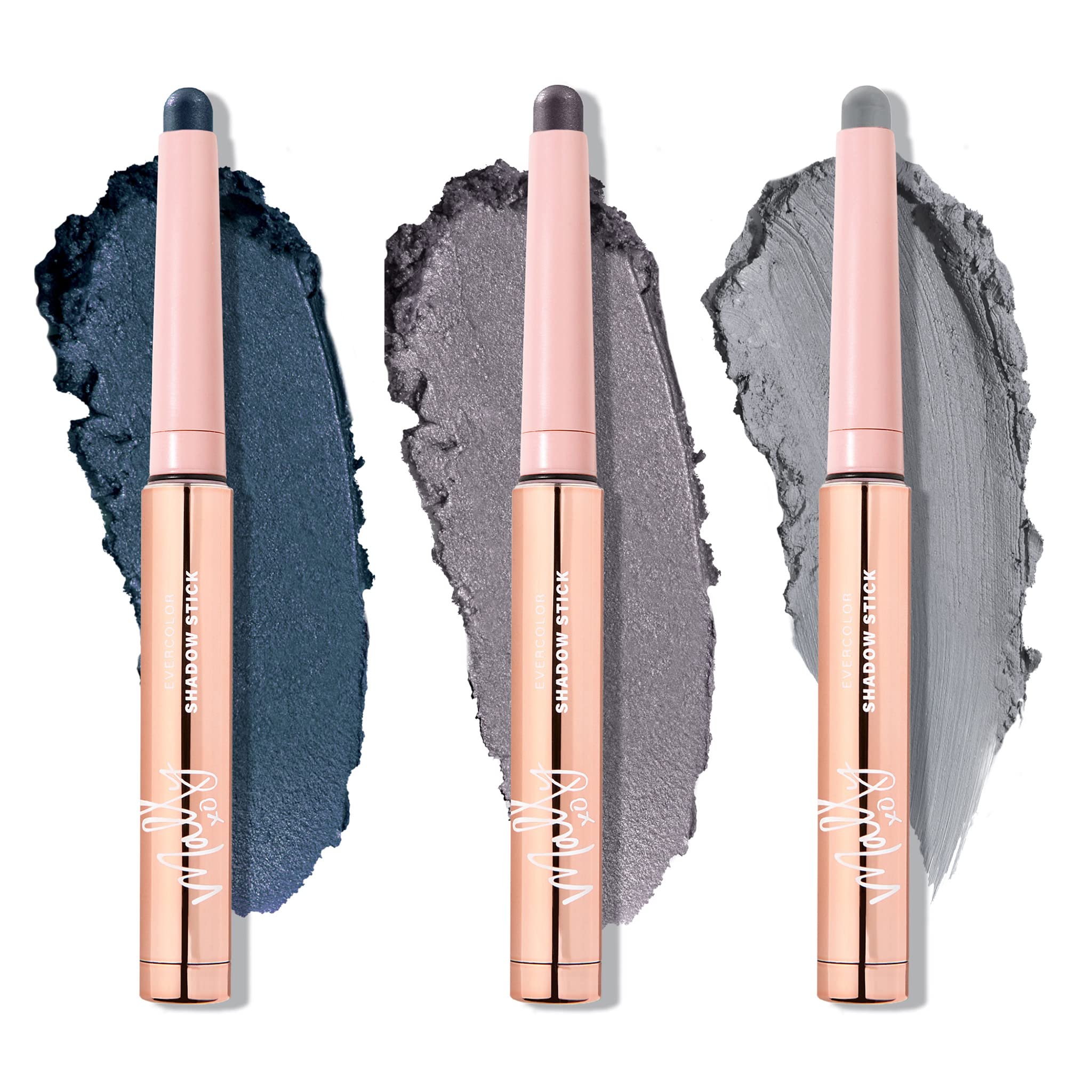 Mally Beauty Evercolor Eyeshadow Stick Trio - Deep Blues - Waterproof and Crease-Proof Formula - Easy-to-Apply Buildable Color - Cream Shadow Stick - Matte and Shimmer Finish
