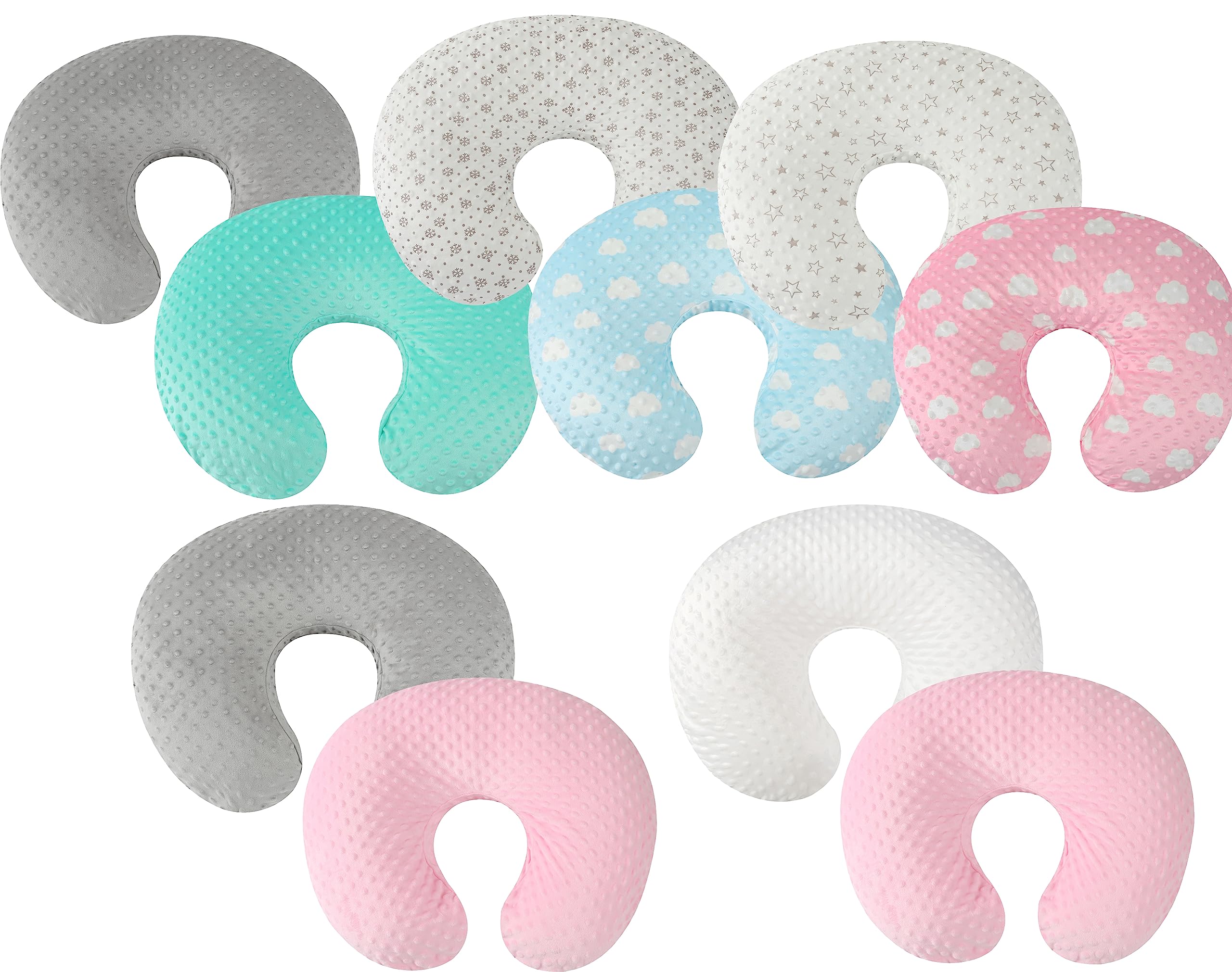 Minky Nursing Pillow Cover Set 2 Pack Nursing Pillow Slipcovers, Ultra Soft Compatible with Boppy Pillow,Standard Pillow for Baby Boy Girl Grey and Pink