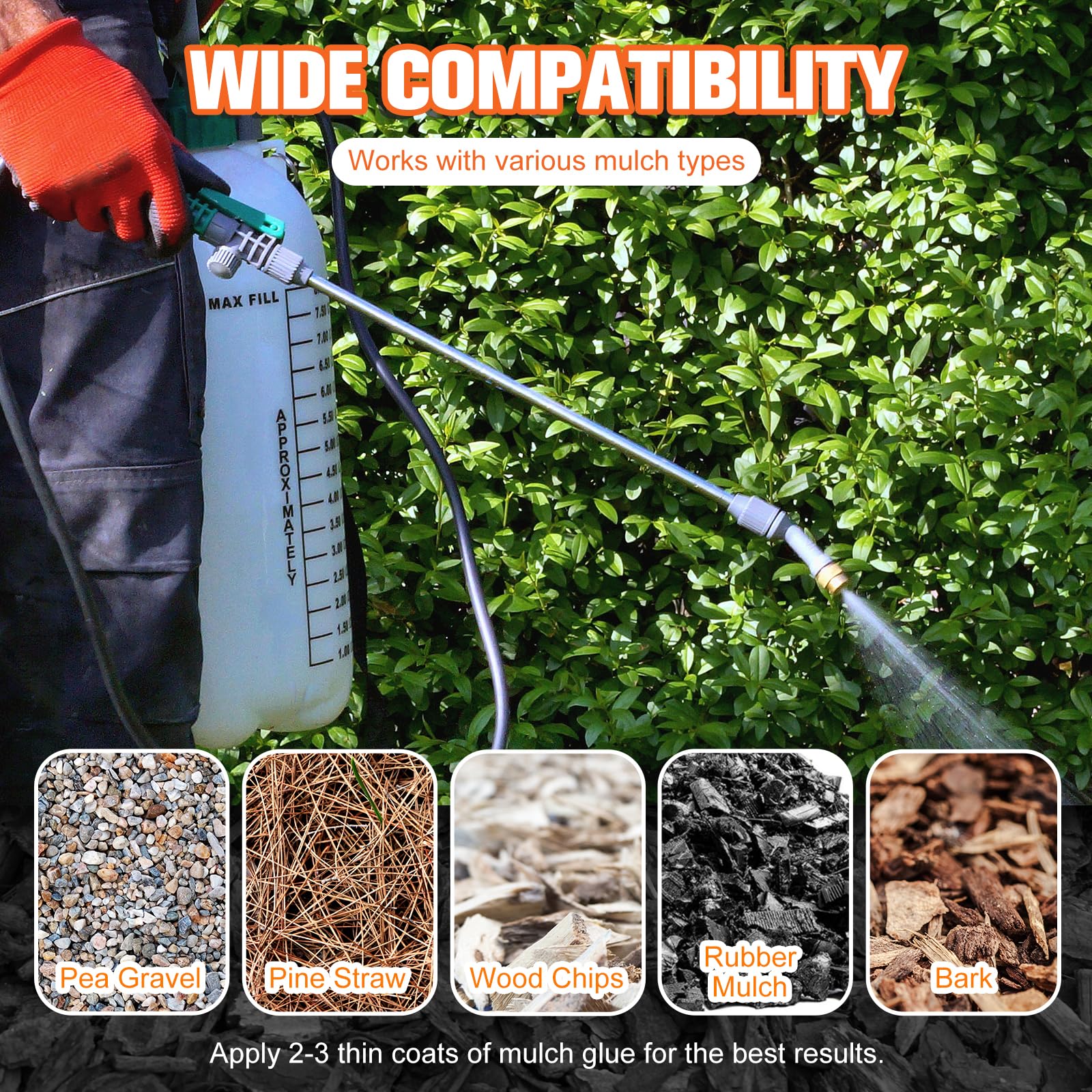 Teexpert Mulch Glue-1 Gallon Mulch Glue for Landscaping, Ready to Use Mulch Glue Stabilizer Strong Landscape Adhesive Lock for Garden, Safe Pea Gravel Binder for Stones, Rubber Mulch & Bark
