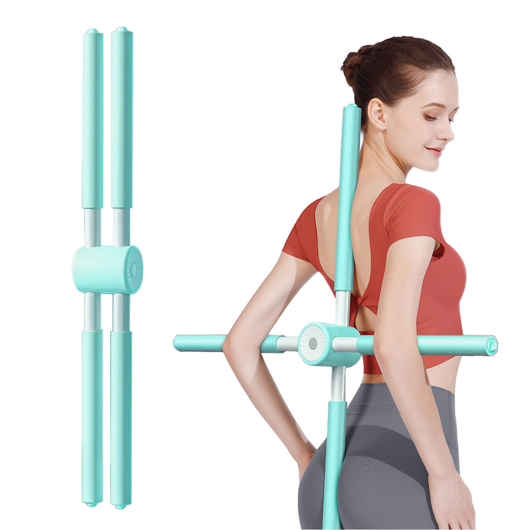 Posture Corrector for Adult and Kids, Yoga Sticks For Posture, Upper Back Posture Brace, back brace for posture Stretching Sticks, Improves Slouch, Prevent Humpback, Relieve Back Pain (Green)