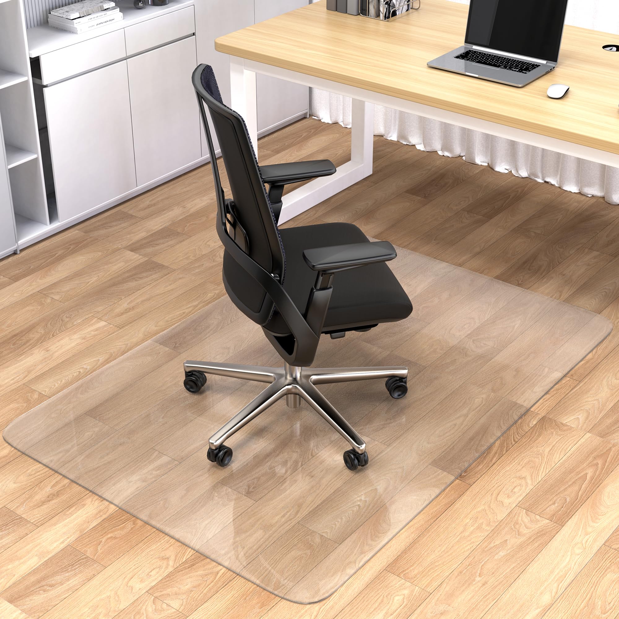 Large Office Chair Mat for Hardwood Floors - 48"Ă60" Anti-Slip Desk Chair Mat - Heavy Duty Floor Protector for Home or Office - Easy Clean and Flat Without Curling