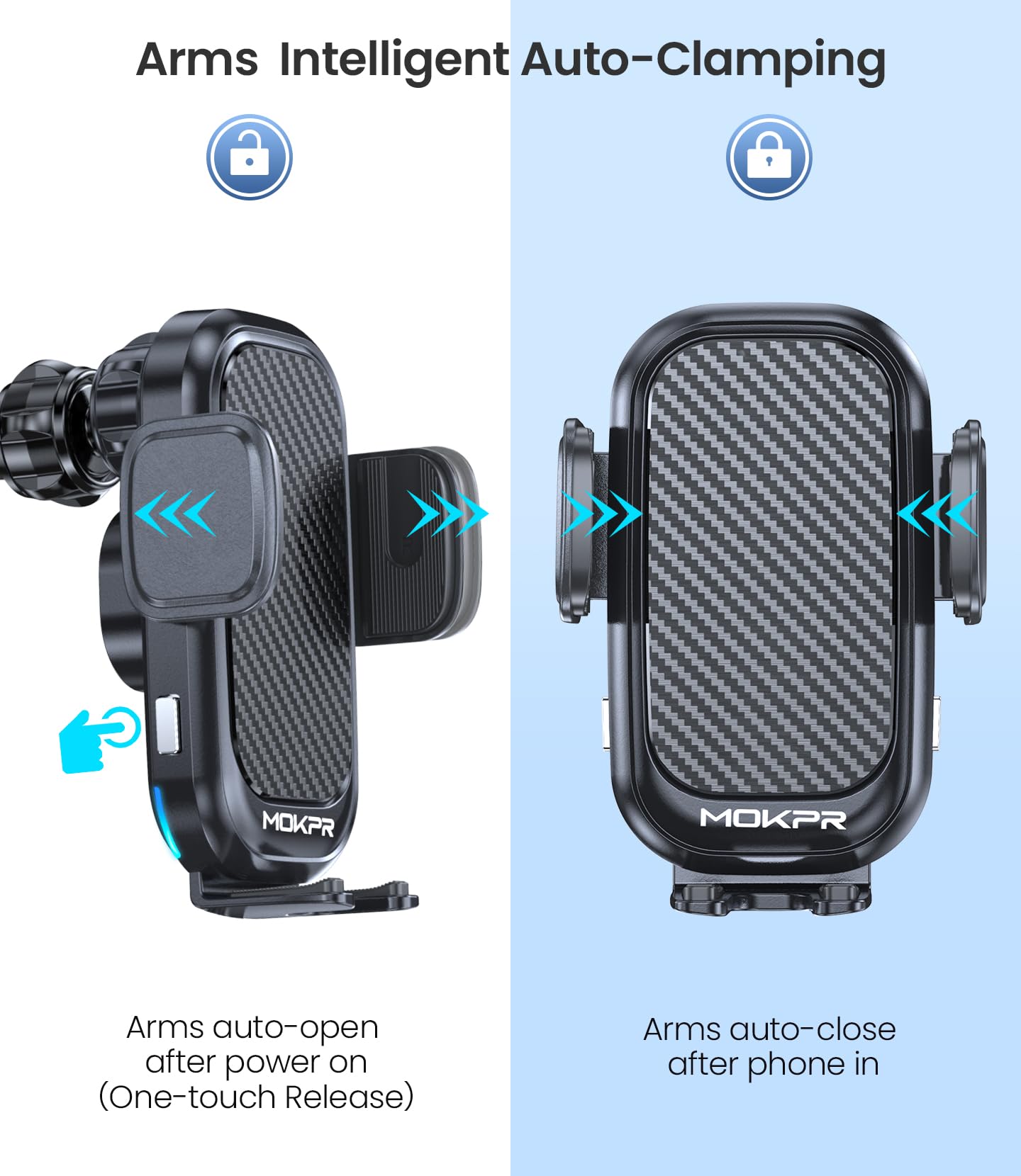 MOKPR Wireless Car Charger, ๐ฎ๐ฌ๐ฎ๐ฏ ๐ก๐ฒ๐ Dual Coils Phone Mount for Car Wireless Charger, Dash Windshield Air Vent Automatic Phone Holder Fast Charging for Samsung Z Flip 5/4/3 Galaxy S23 iPhone 15