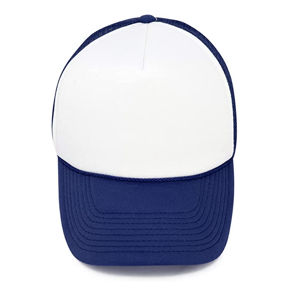 MR.R Sublimation Blank Polyester Mesh Cap Mesh Hat Two Tone Trucker Summer Mesh Cap with Adjustable Snapback,Dark Blue,2 Pieces per Pack