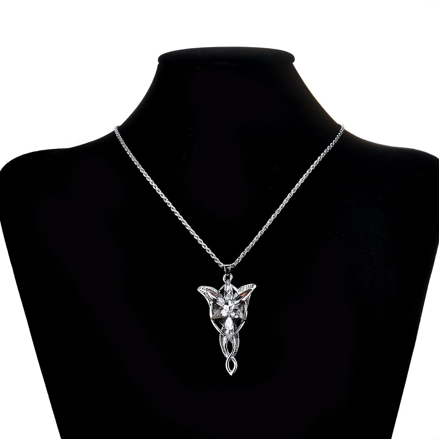 LUREME® Fairy Princess Arwen Silver Tone Zirconia Wings Pendant Necklace for Women(a1000004)