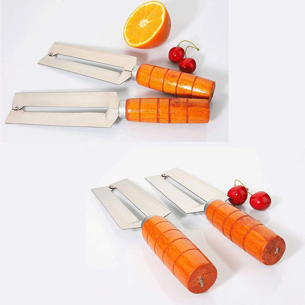 MAKEGELD Pineapple Peeling Knife Sugar Cane Peeler Knife Sugarcane Peeling Kinves Artifact Planing Knife -Stainless Steel-Natural Non-slip Wooden Handle