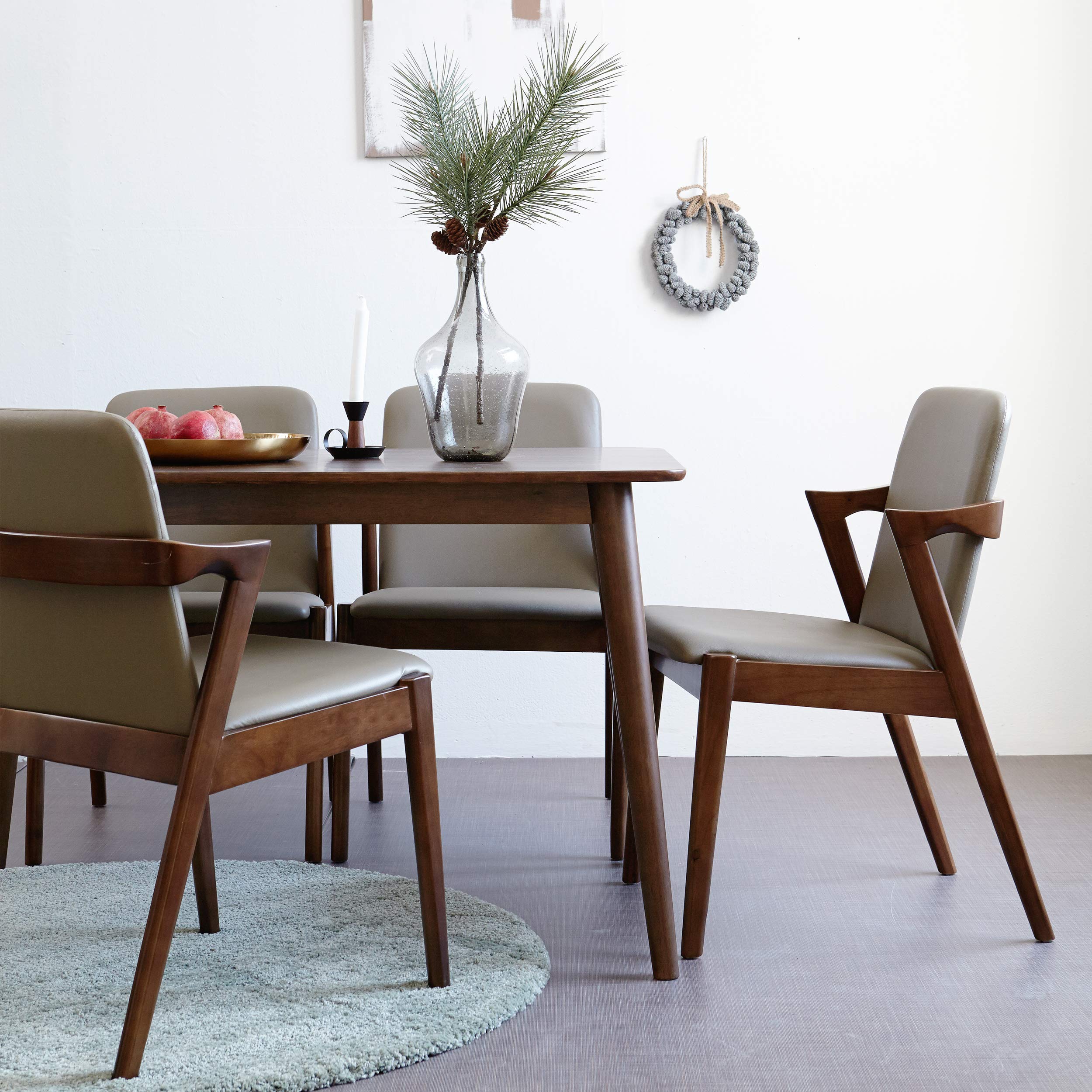 Livinia Aslan 47.2" Dining Table/Mid Century Modern Solid Rubber Wood Kitchen Table