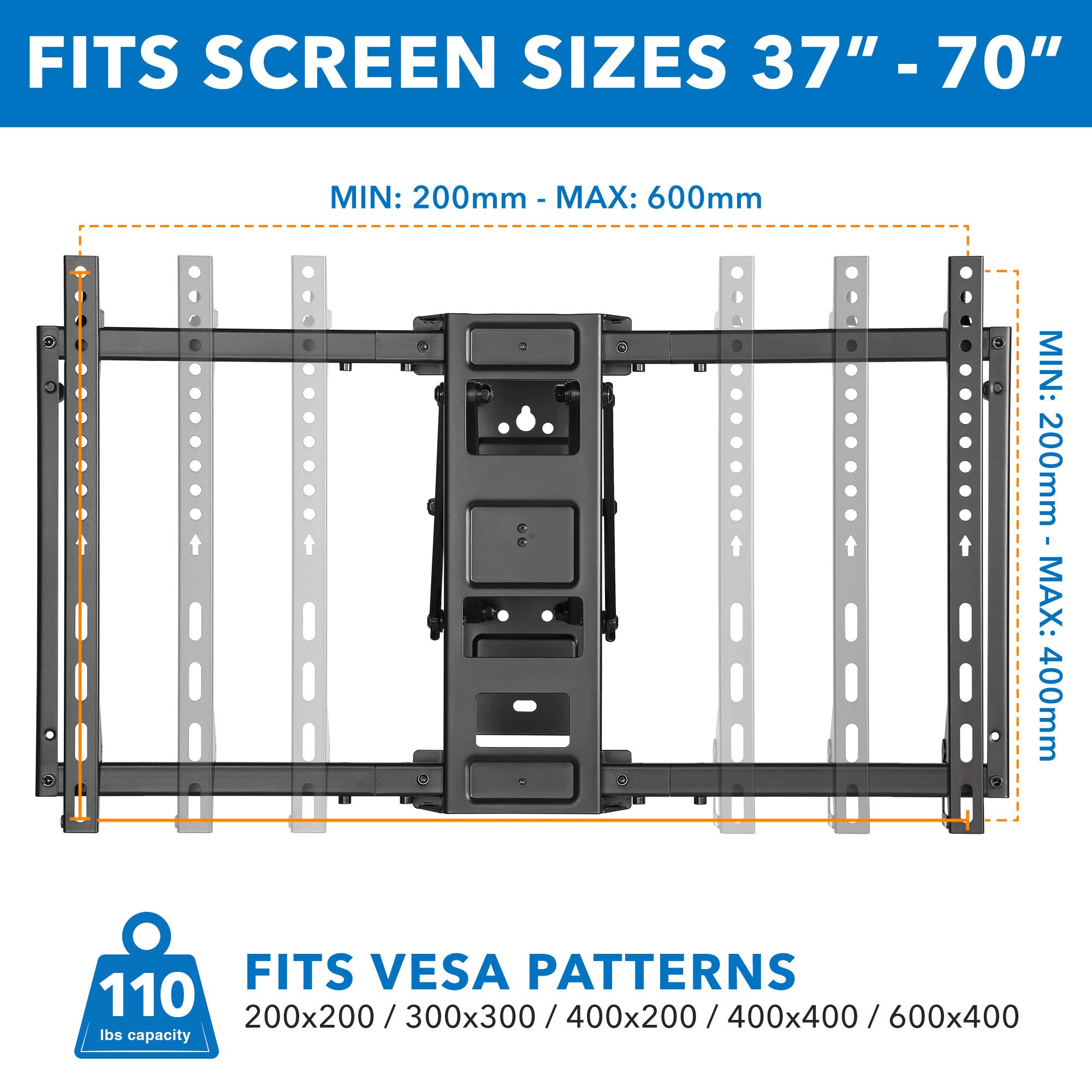 Mount-It! Pop Out Video Wall Mount, Digital Signage TV Menu Board Mount, Up to VESA 600x400, Commercial Grade 110 Lbs Capacity