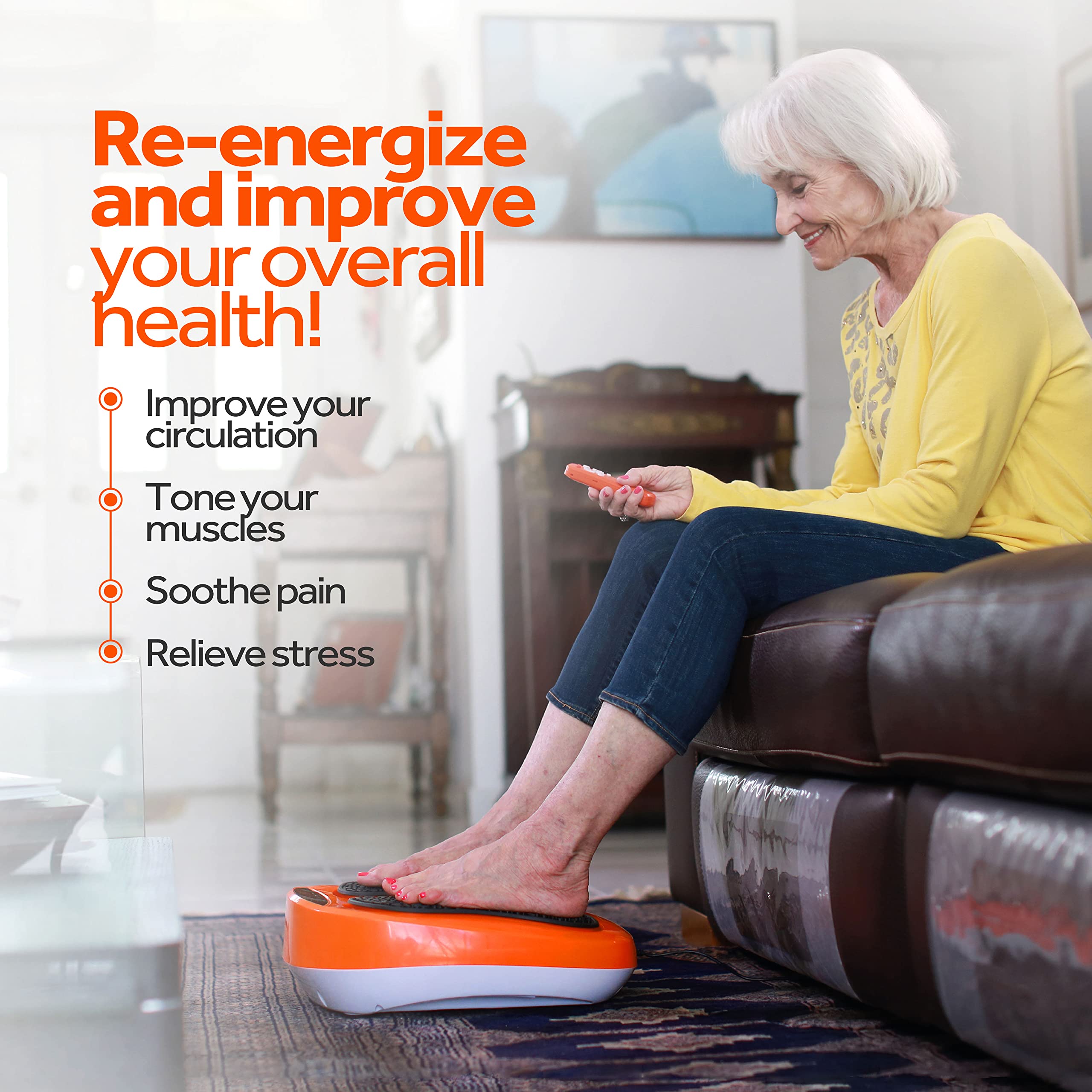 Power Legs Electric Foot Massager Machine with Remote Control, Adjustable Speed, Vibration - Calf Massager - Feet Massager for Neuropathy Pain Relief, Plantar Fasciitis, Leg Blood Circulation