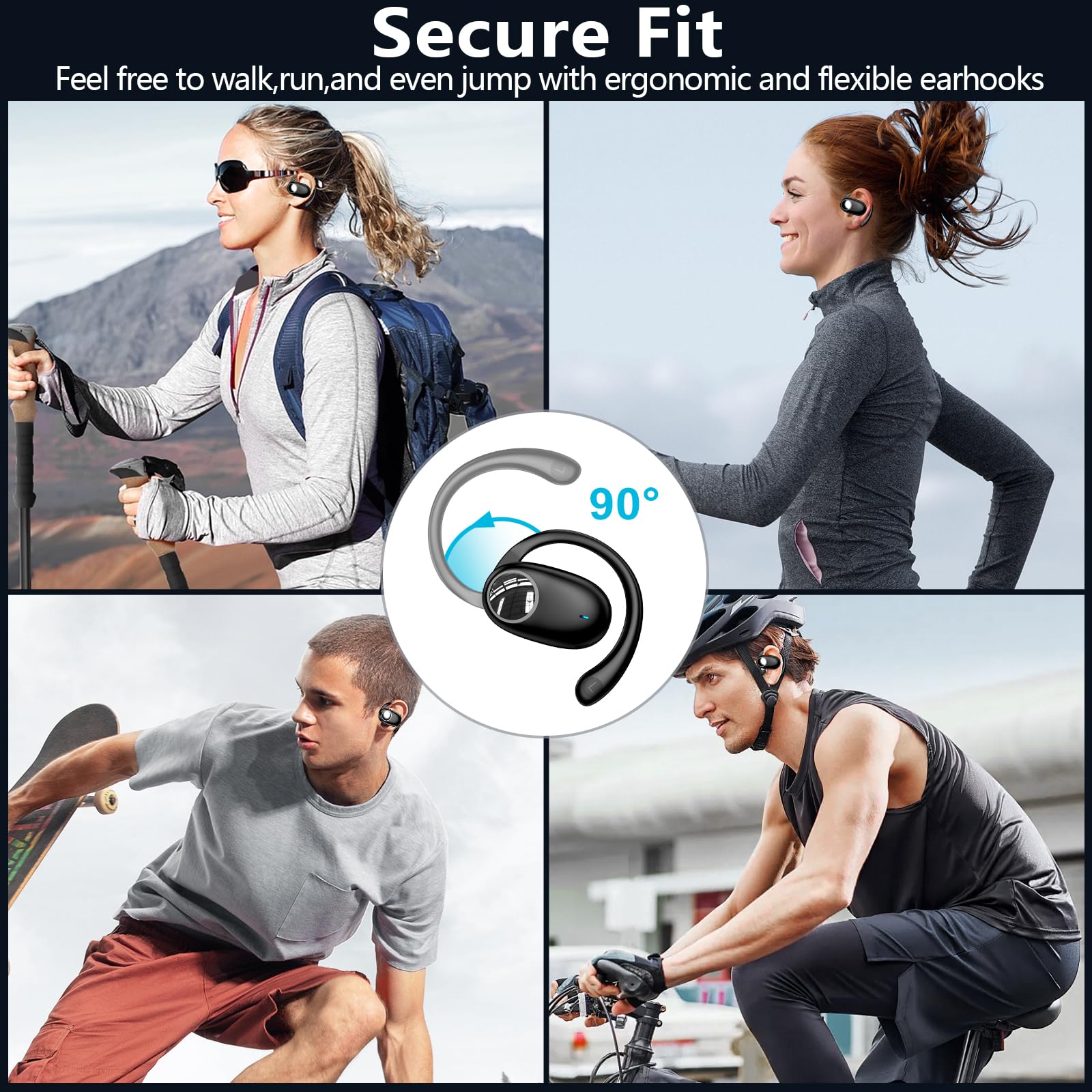 kurdene Bluetooth Wireless Ear Buds, with [Solar Power] Charging Case, Premium Deep Bass Stereo Ear Buds Light-Weight Bluetooth Headphones Built-in Microphone Earphones for iPhone,Android