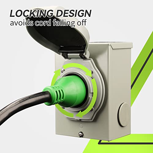 Pre-Drilling 30 Amp Generator Power Inlet Box & RVMATE 30 Amp Generator Cord 4 Prong 10FT