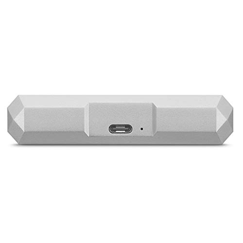 LaCie Mobile Drive, 2 TB , External Hard Drive HDD – Moon Silver, USB-C USB 3.0, With Rescue Services (STHG2000400)