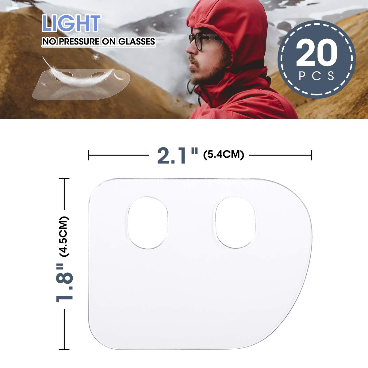 Touri 20 Pairs Clear Slip-On Protective Safety Side Shields for Glasses Fits Small to Medium Eyeglasses for Keeping Your Eyes Safe