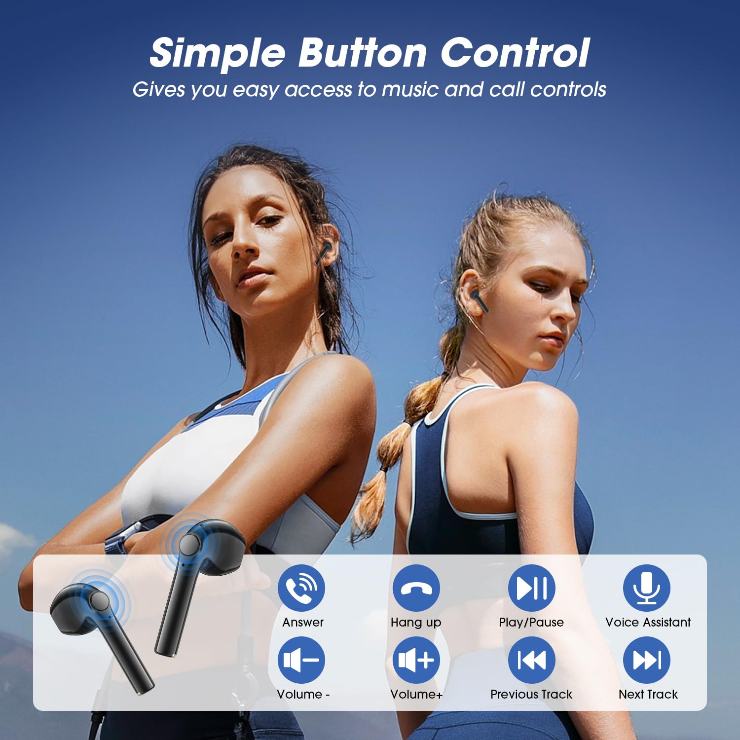 maddlon Wireless Earbuds Bluetooth 5.3 Headphones with Charging Case, Lightweight Earphones with Mic for Android/iOS Cell Phones, True Wireless Stereo Ear buds for Calls and Music-Black