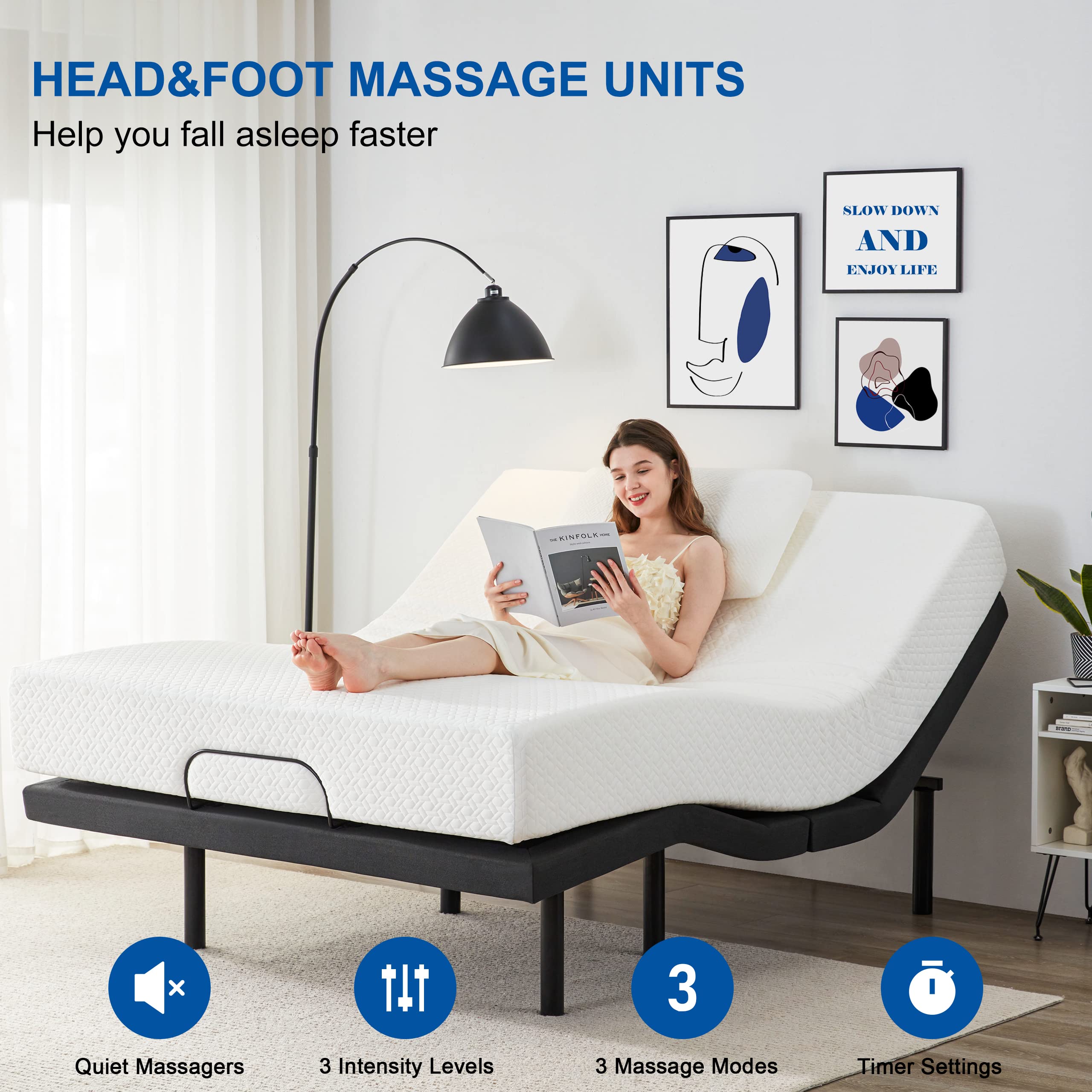 Layzizi Adjustable Bed Base Frame with (Twin XL)