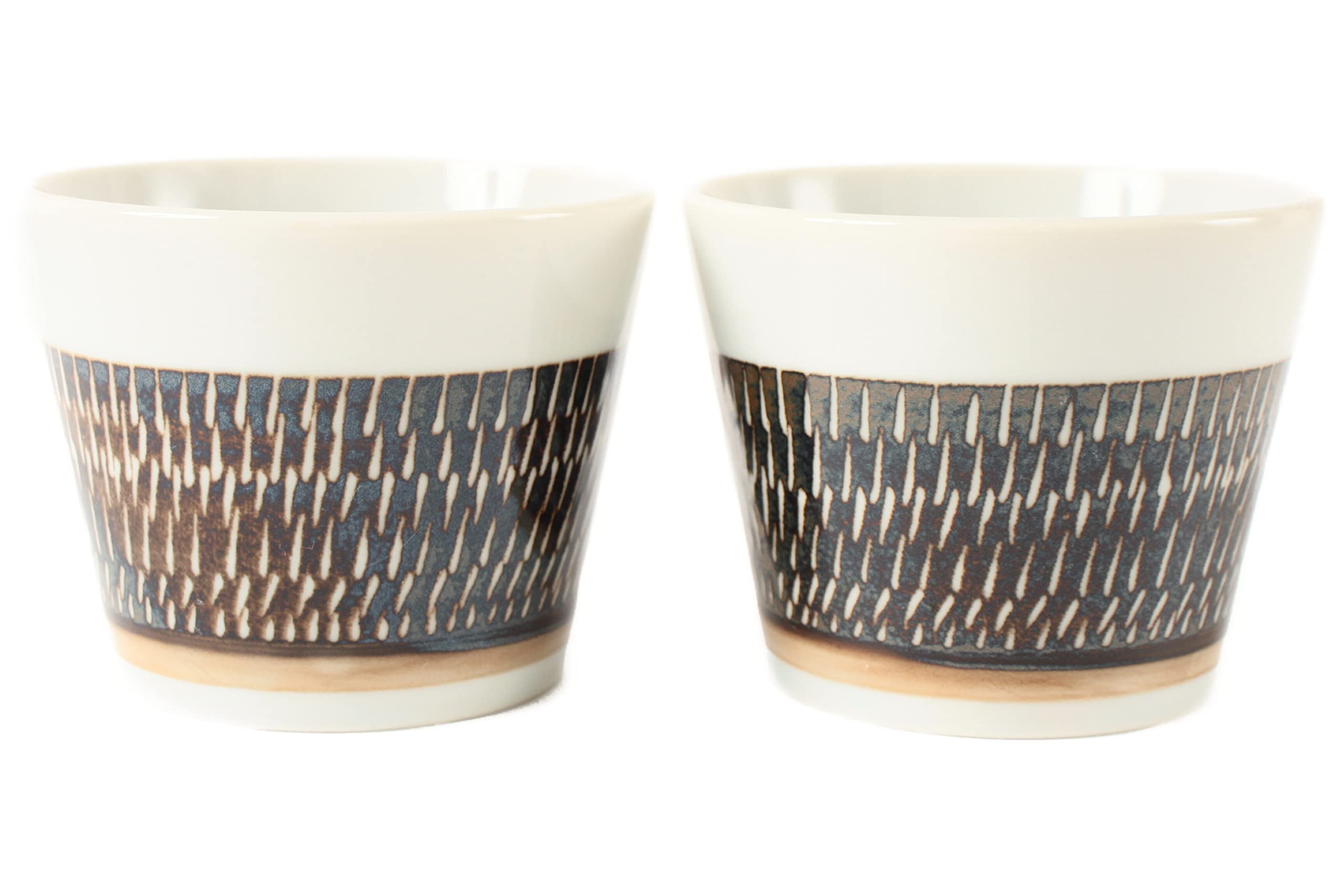 Mino ware Japanese Pottery Pair Sobachoko Tea Cup made in Japan (Japan Import) Rusty Brown Tobikanna STY002