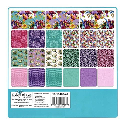Lila Tueller Designs Floralicious 5" Stacker 42 5-inch Squares Charm Pack Riley Blake 5-13480-42