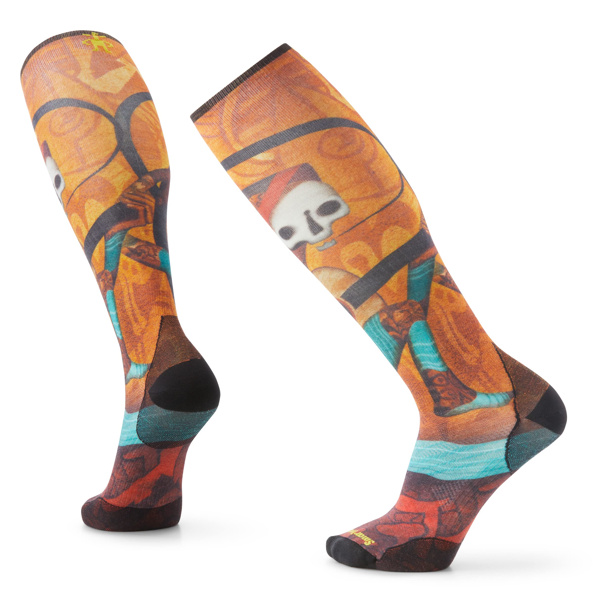 Smartwool Ski Memory Quilt Print Zero Cushion Merino Wool Over The Calf Socks For Men and Women, Multi Color, Large