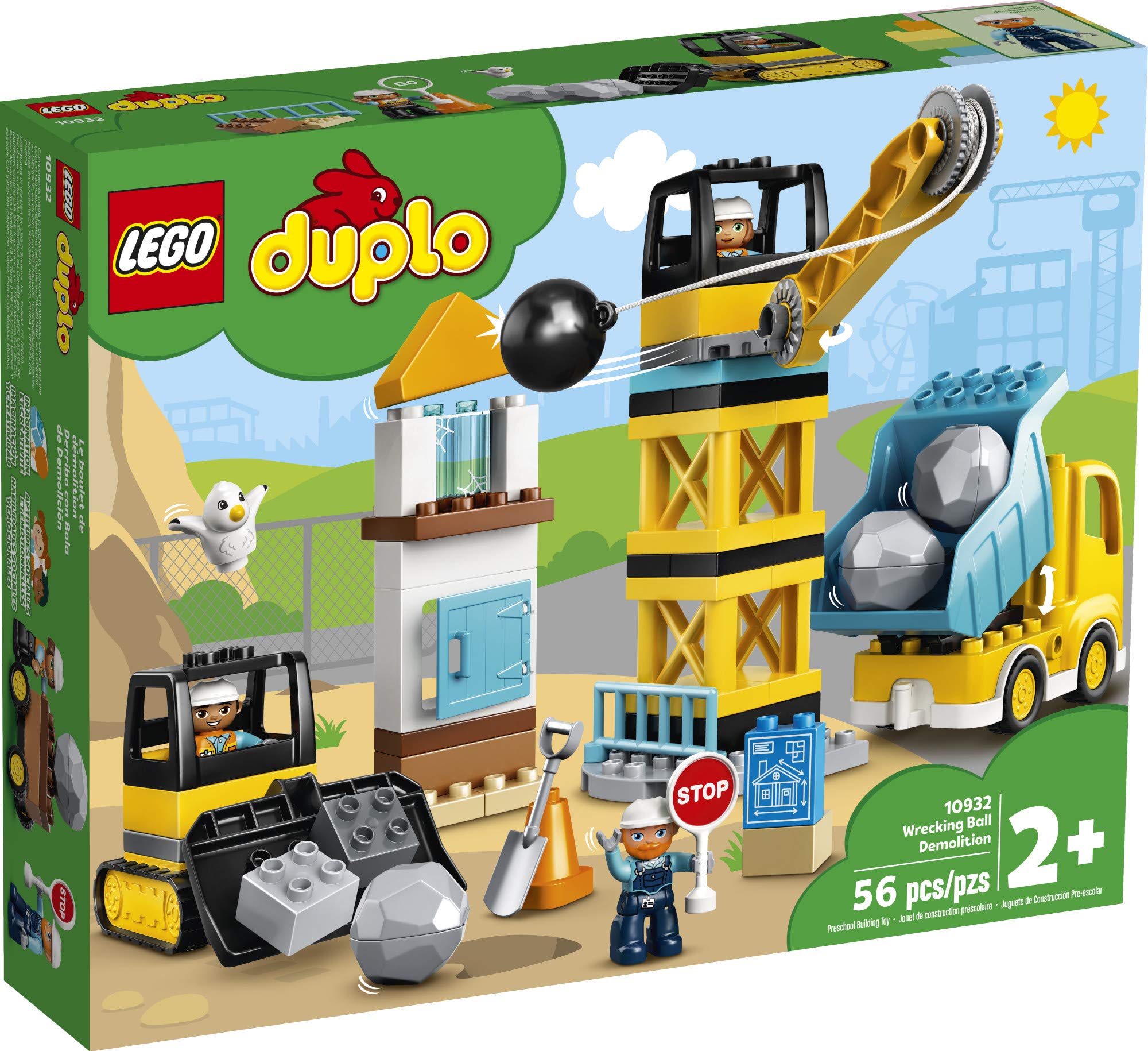 LEGO DUPLO Construction Wrecking Ball Demolition 10932 Toy for Preschool Kids; Building and Imaginative Play with Construction Vehicles; Great Developmental Gift for Toddlers (56 Pieces)