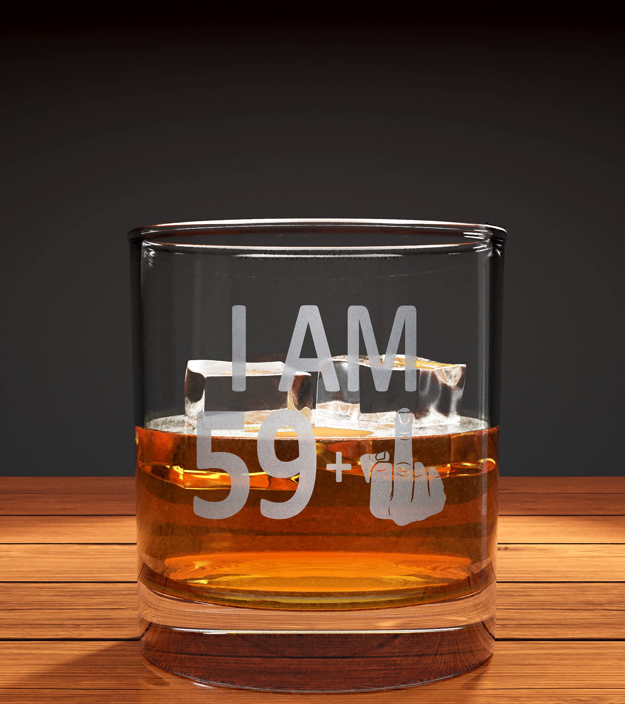 Promotion & Beyond I AM 59 PLUS 1 Whiskey Glass - Funny Sarcastic Finger 60th Birthday Gift