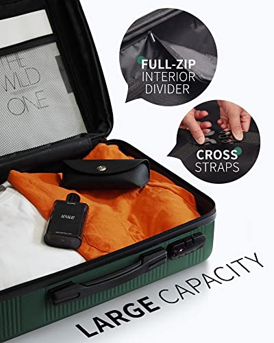 Zitahli Carry on Luggage, Expandable Luggage Suitcase, Hardside Luggage with TSA Lock Spinner Wheels YKK zippers, 20in (Dark Green)