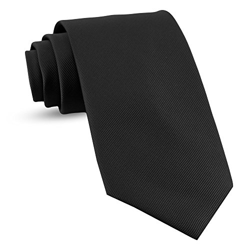 LUTHER PIKE SEATTLE Handmade XL Black Ties For Men Woven Big and Tall Tie Mens Ties : Solid Color Necktie, Extra Long Neckties For Every Outfit