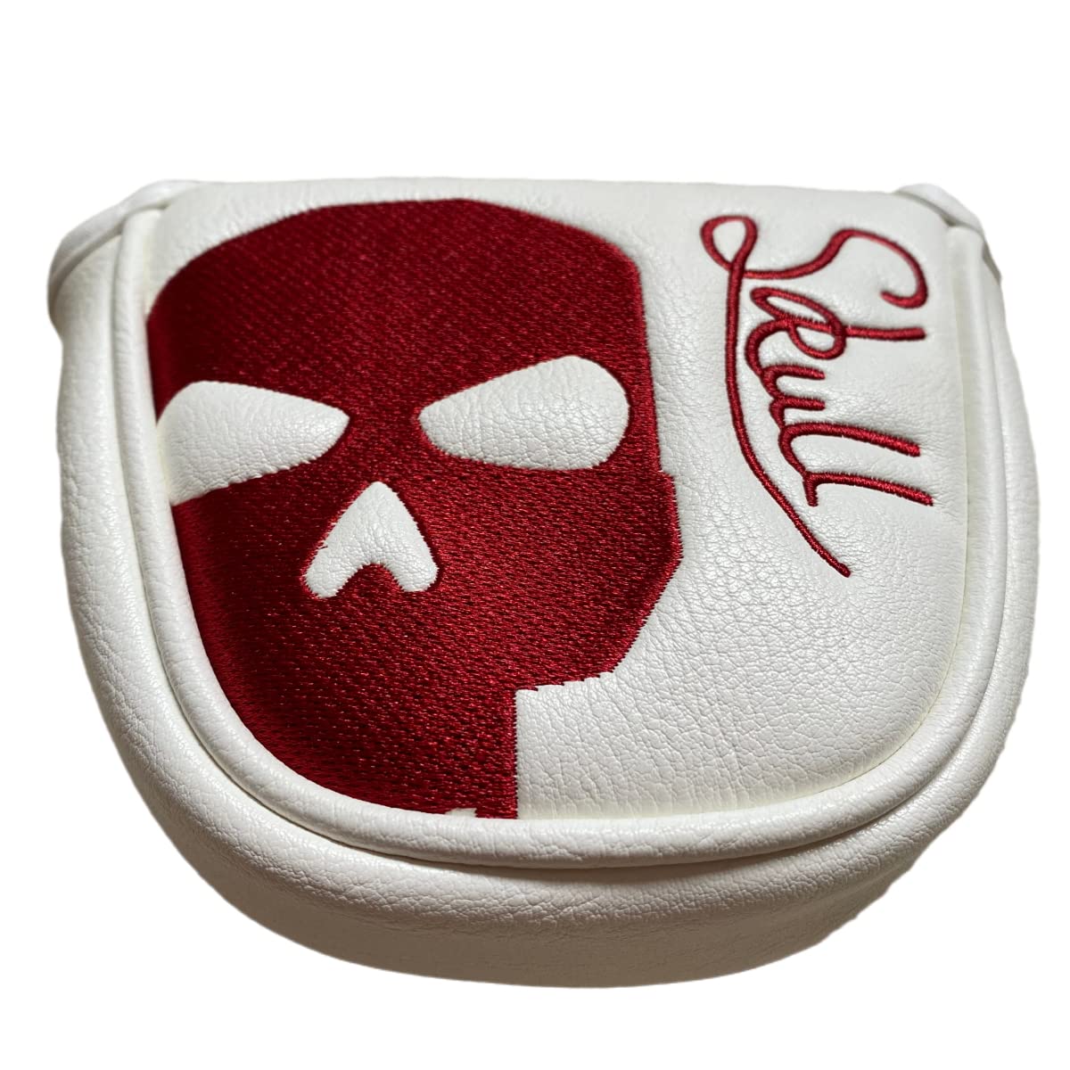 Premium Synthetic Leather Golf Putter Cover - Mallet Putter Head Cover Headcover Magnetic Golf Headcover for Mallet Putters (Eagle/Skull) (White|Skull)
