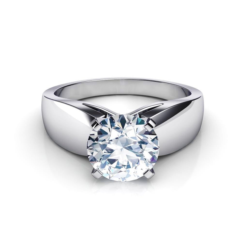 PREVELI 925 Sterling Silver Wide Band Solitaire Moissanite Engagement Ring Simulated Diamond Rings For Women Size 7..5