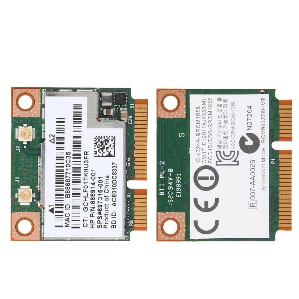 Mini PC-E Wireless Network Card,Bluetooth 4.0 300Mbps 2.4 and 5 GHz Dual-Band PCI-E Wireless LAN Card,Suitable for Broadcom BCM943228HMB,Suitable for Windows 2000/XP/VISTA/7