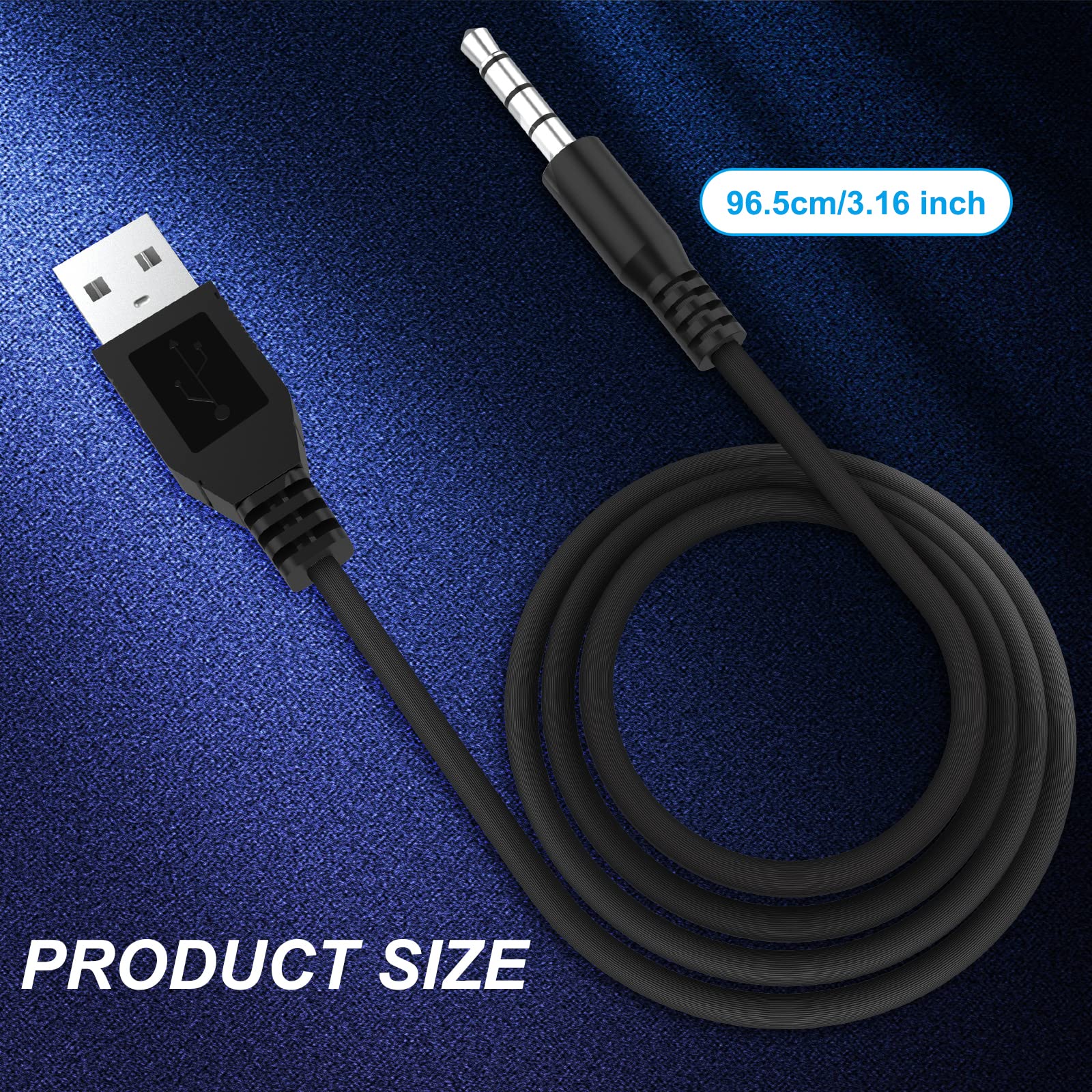 USB to 3.5mm Aux Audio Cord, USB Male to 3.5mm Aux Stereo Audio Cable Adapter Compatible with PC Laptop PS4 PS5 Headphone Speaker