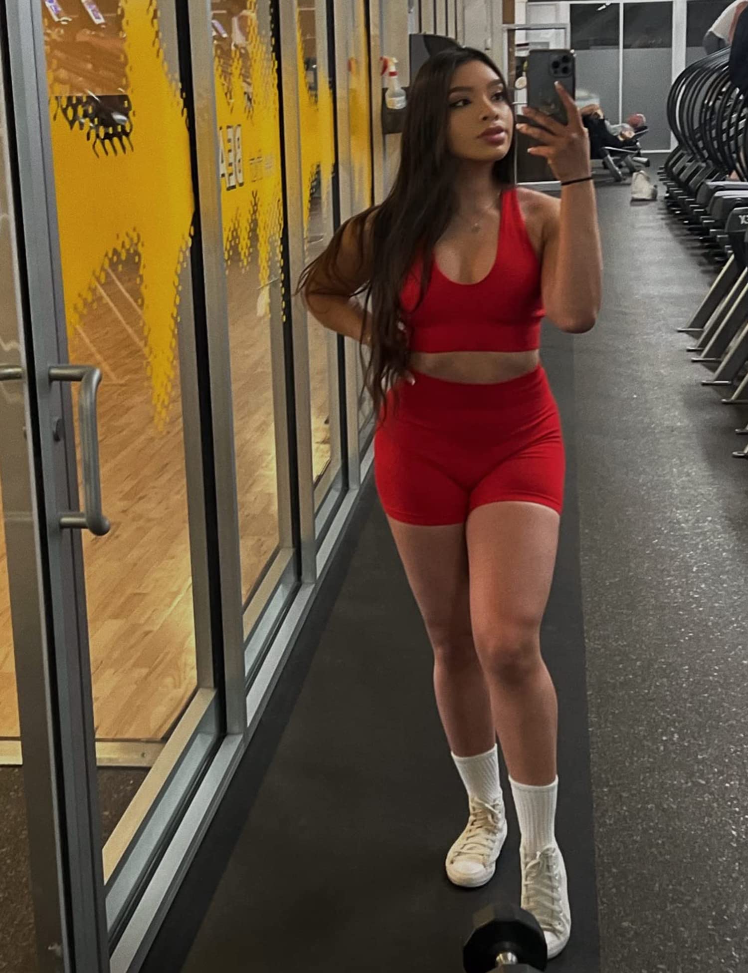 Micoson Women's Seamless Workout Set 2 Piece High Waisted Yoga Gym Shorts Outfits Running Active Crop Top Clothes Red Small