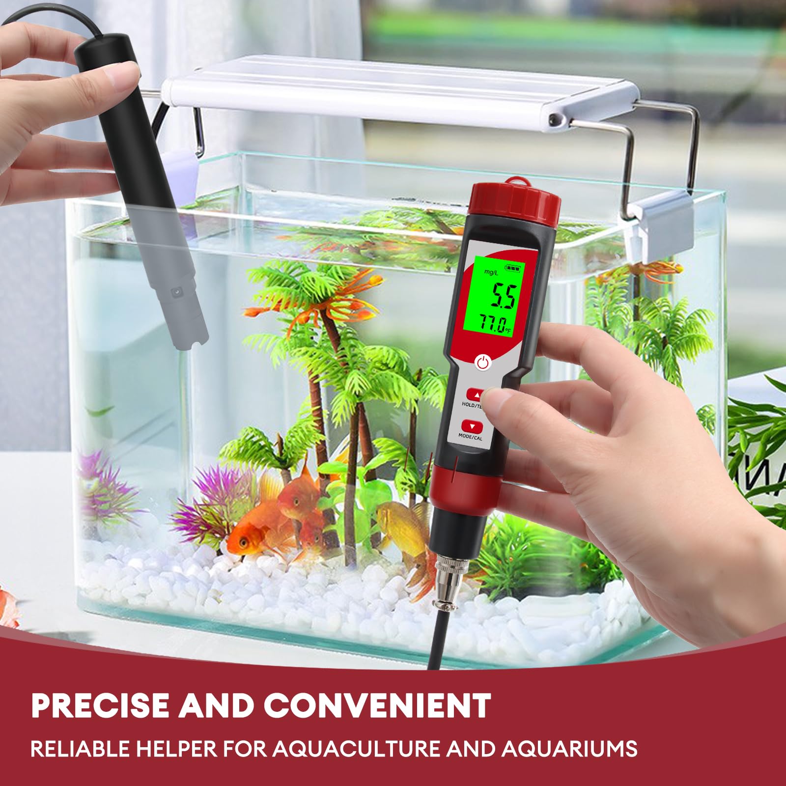 Yewhick Dissolved Oxygen Meter with 3.6 Ft Electrode Cable, Digital Dissolved Oxygen Test Kit with ATC, DO Meter for Water, Aquaculture, Fish Pond, Beer Brewing, Range:0.0‑40.0mg/L
