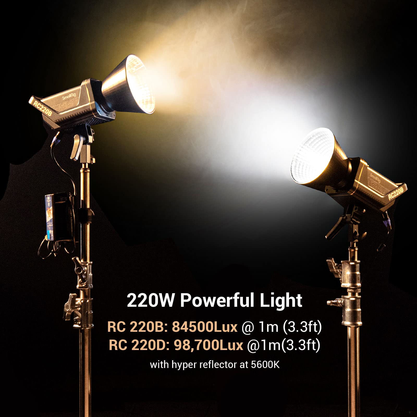 SmallRig 2xRC220D+1xRC220B 3-LED Video Light Kit 98,700/84,500 LUX @3.3ft Continuous Output Light with TLCI 96+ CRI 95+, 9 Lighting Effects, V-Mount Battery Plate, Professional Studio light-4012