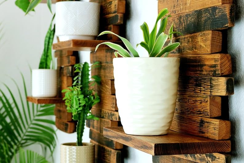VOFMK Set of Two Whiskey Barrel Plant Shelving (Small Single x2)