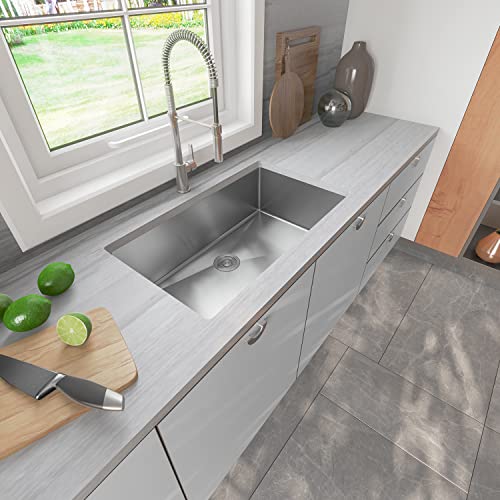 Sinber 32" x 19" x 10" Undermount Single Bowl Kitchen Sink with 18 Gauge 304 Stainless Steel Satin Finish HU3219S-S (Sink Only)