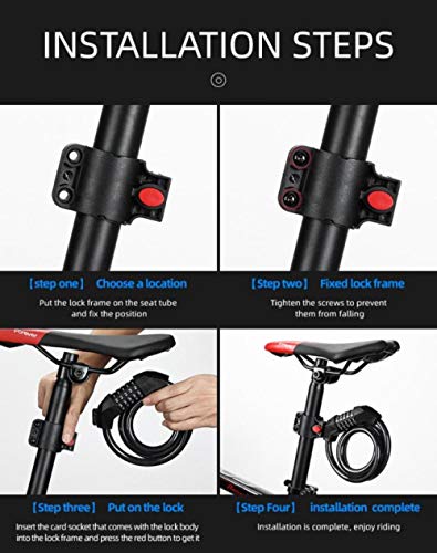 RUKDA Bicycle Lock -Digit Password Lock Combination Number Code Bike Bicycle Cycle Lock Steel Cable Chain Self-contained Lock Frame Bike Lock