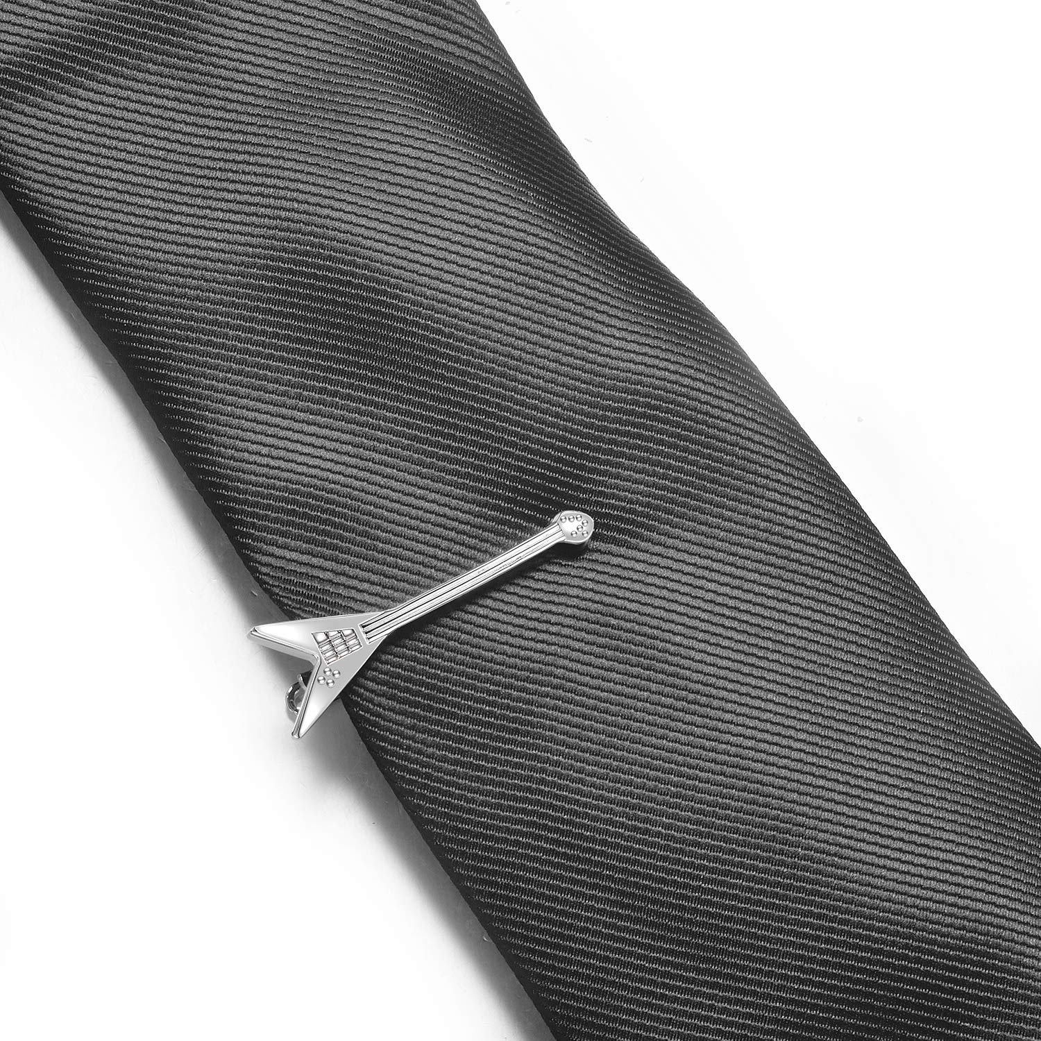 RunootPR Fish Tie Clip for Men Unique 2.4" Black Shark Tie Bar Personalized Fathers Day Birthday Jewelry Gift