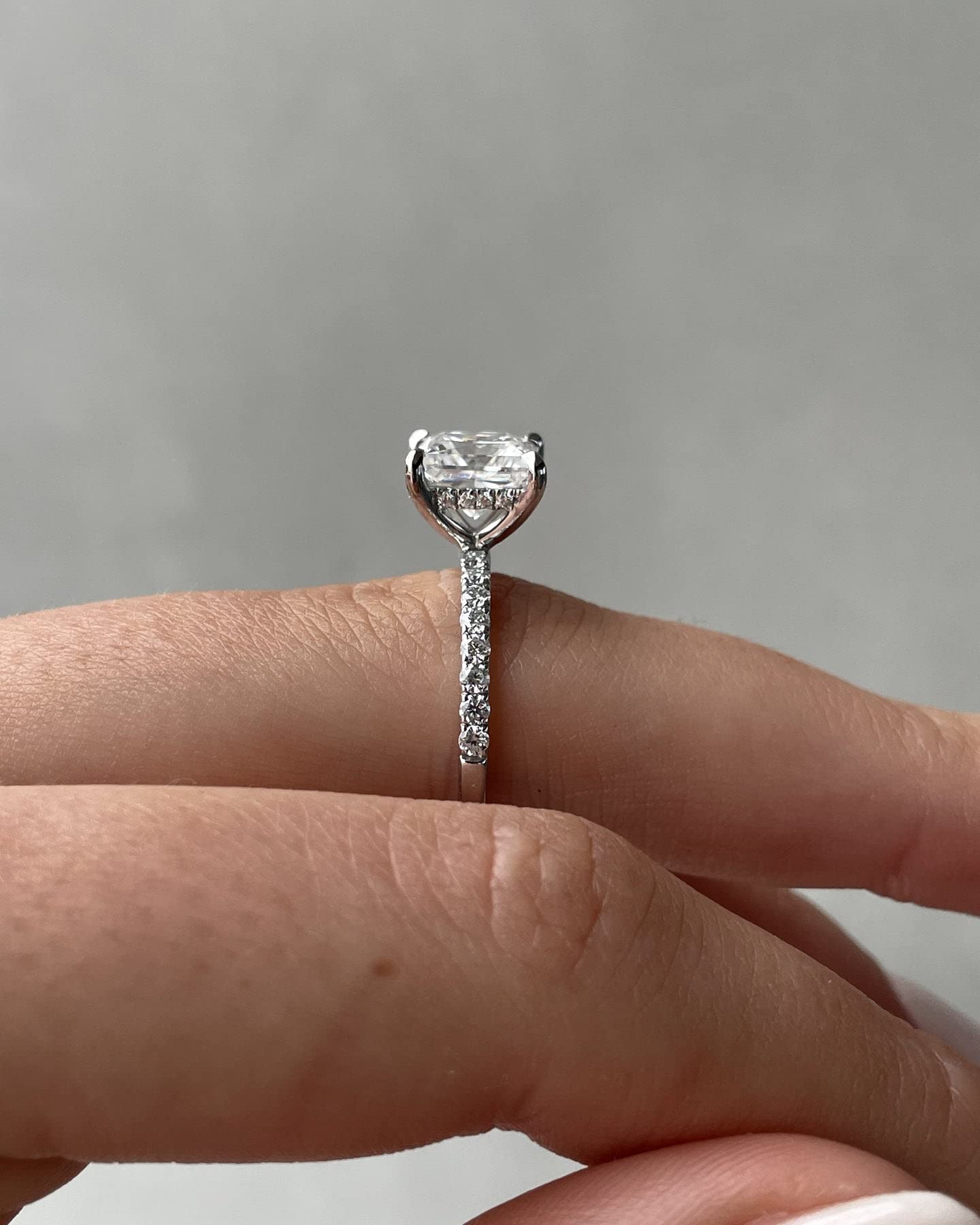 Princess Cut 2.15 cttw White Moissanite 14K White Gold And 925 Sterling Silver Hidden Halo Engagement Rings - Silver (4.5)