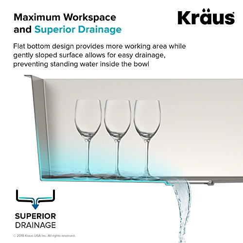 KRAUS Pax 28 1/2-inch 16 Gauge Undermount Single Bowl Stainless Steel Kitchen Sink, KHU29