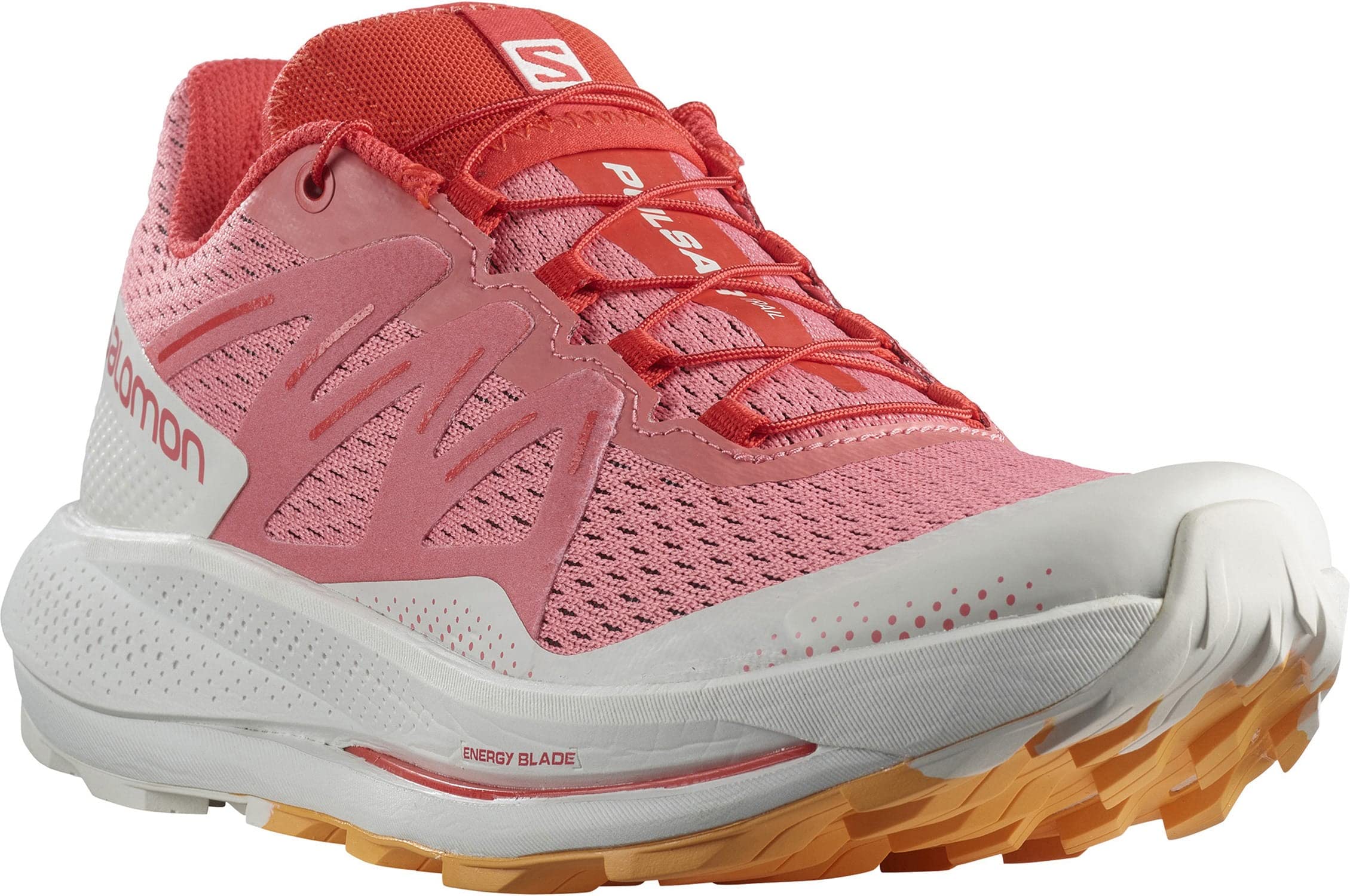 Salomon Pulsar Trail Trail Running Shoes Womens Sz 8.5 Tea Rose/Nimbus Cloud/Blazing Orange