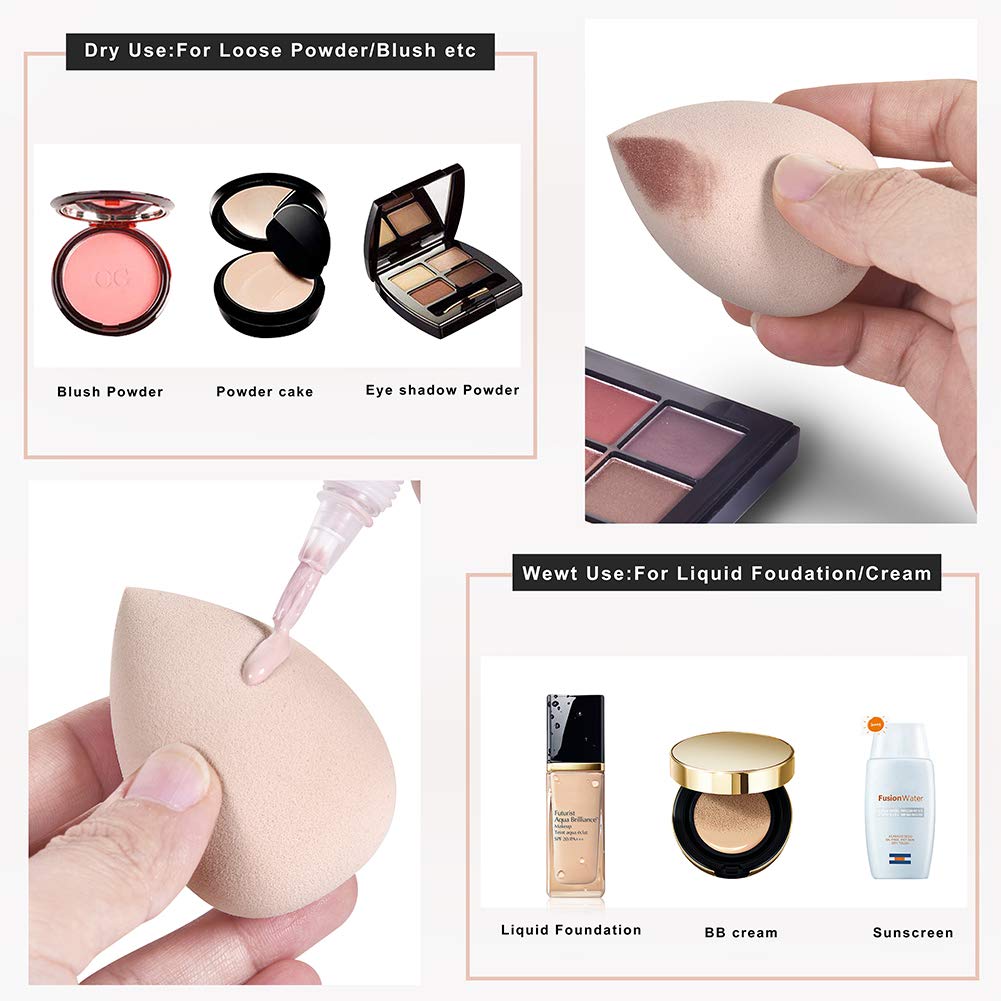 Makeup Sponge, 4pcs Makeup Sponges Blender Set, Foundation Blender Sponge with Sponge Holder, for Liquid Cream and Wet Use, Multi-Color BB Bream Beauty Sponges for Cosmetic Tools