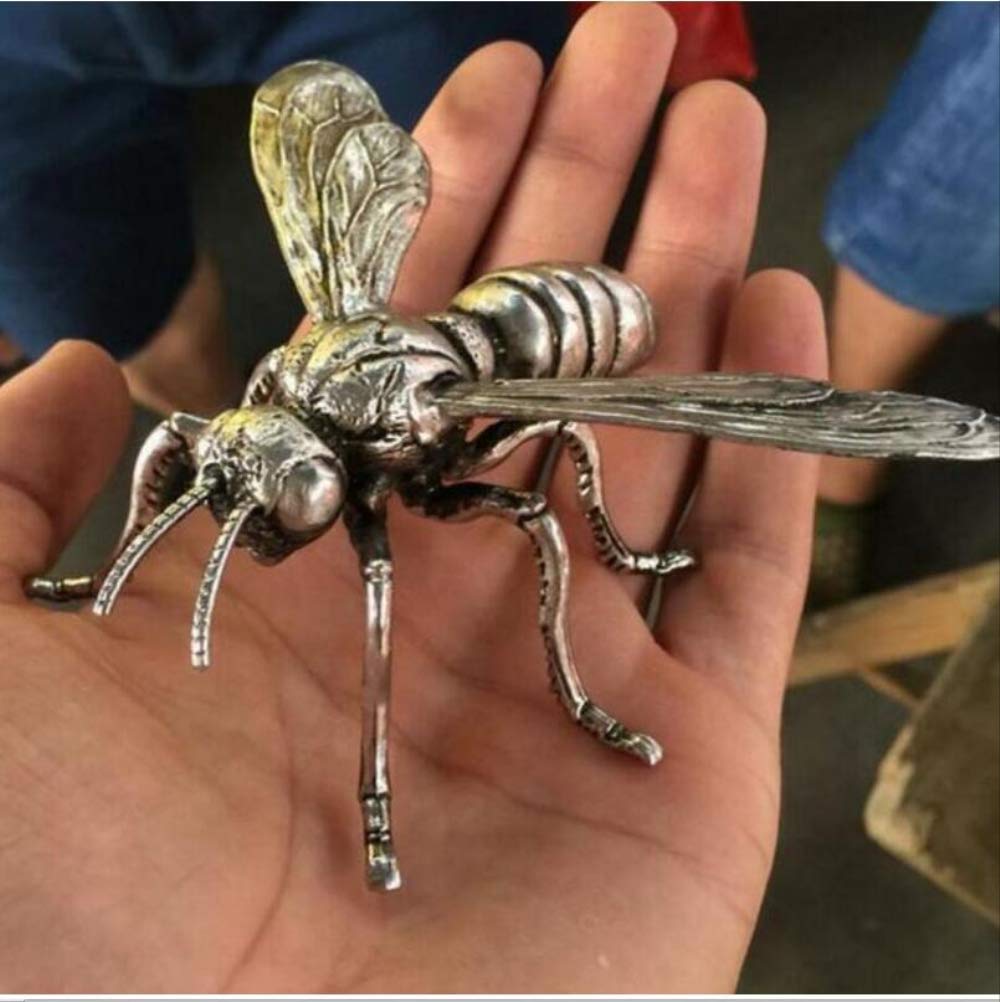 LILOVE Statue China Delicate Hand Sculpture Miao Silver Honeybee Statue Bees
