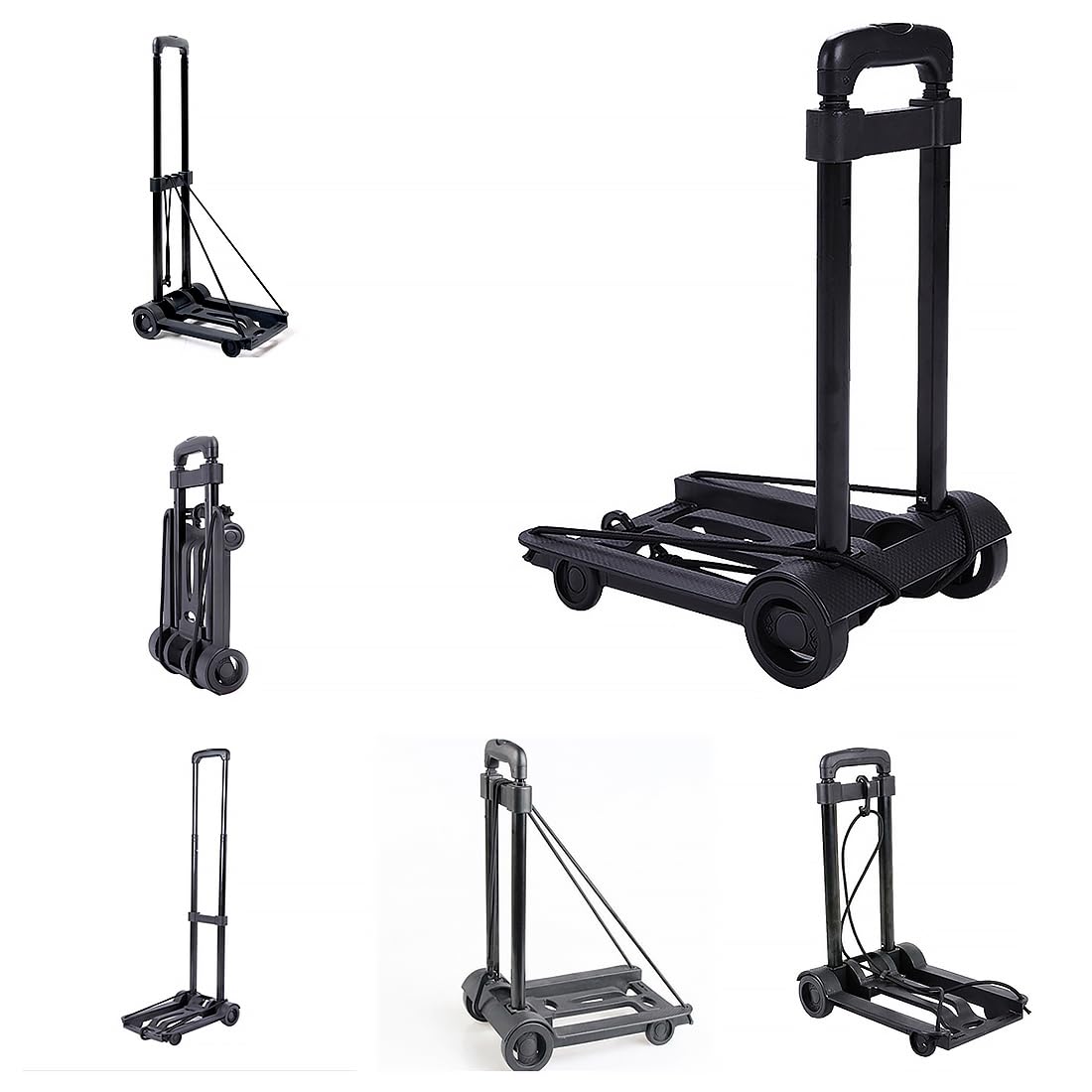 THABATAD Folding Hand Truck Lightweight, Portable Luggage Cart, Foldable Trolley with 4 Wheels, Fold Up Dolly for for Moving Shopping Travel Office Use, 66lbs