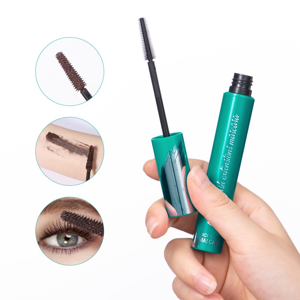 Mascara Black Volume and Length - Waterproof, Smudge-proof, No Flaking or Clumping, Liquid Lash Extension Brown Mascara for Stunning Eyes (Black)