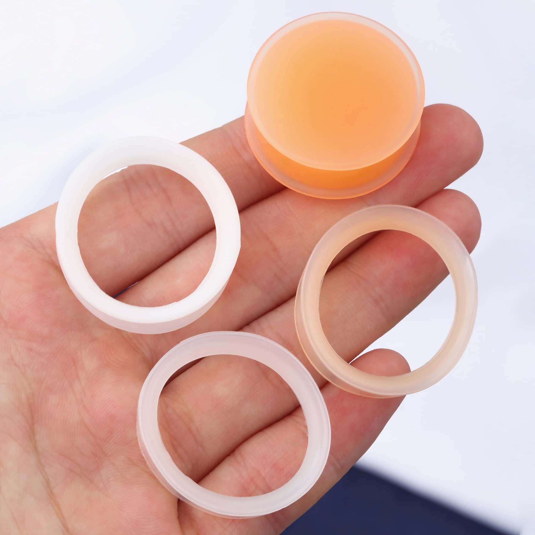 OUFER Flesh Skin Soft Silicone Hiding Hide Hider Retainer Double Flared Plugs Ear Plugs Tunnels Flexible Tunnel Ear Stretching Plug Gauge