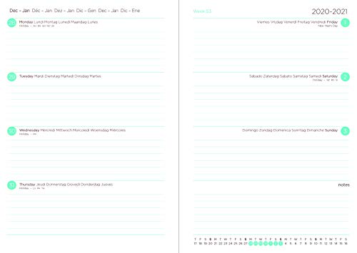 Letts Pastel A5 week to view 2021 diary - peach