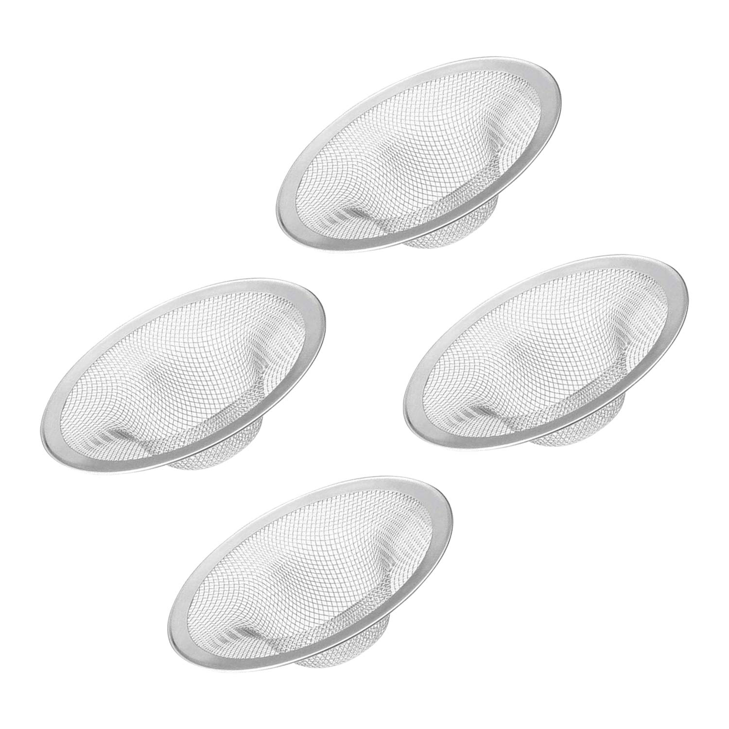 KUFUNG Sink Strainer, Basket Stainless Steel Bathroom Sink, Utility, Slop, Kitchen and Lavatory Sink Drain Strainer Hair Catcher (4 Pack, 2.25 inch)