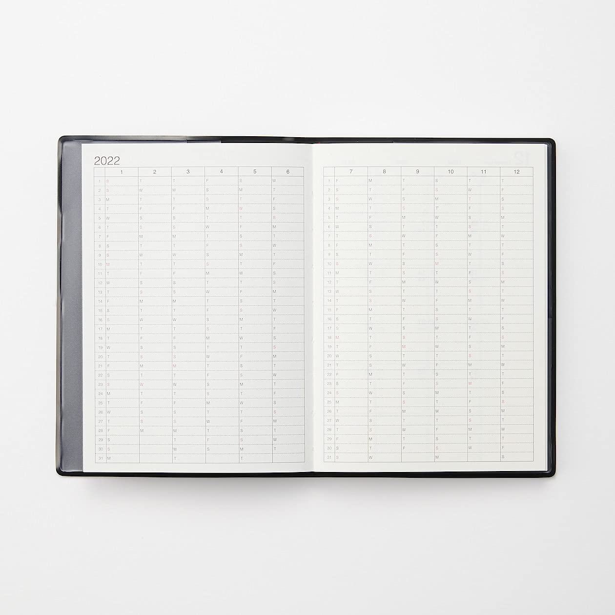 MUJI Monthly/Weekly Schedule Book 2022 A6 Size Dark Gray Beginning December 2021 Polyvinyl Chloride Cover Planner Scheduler