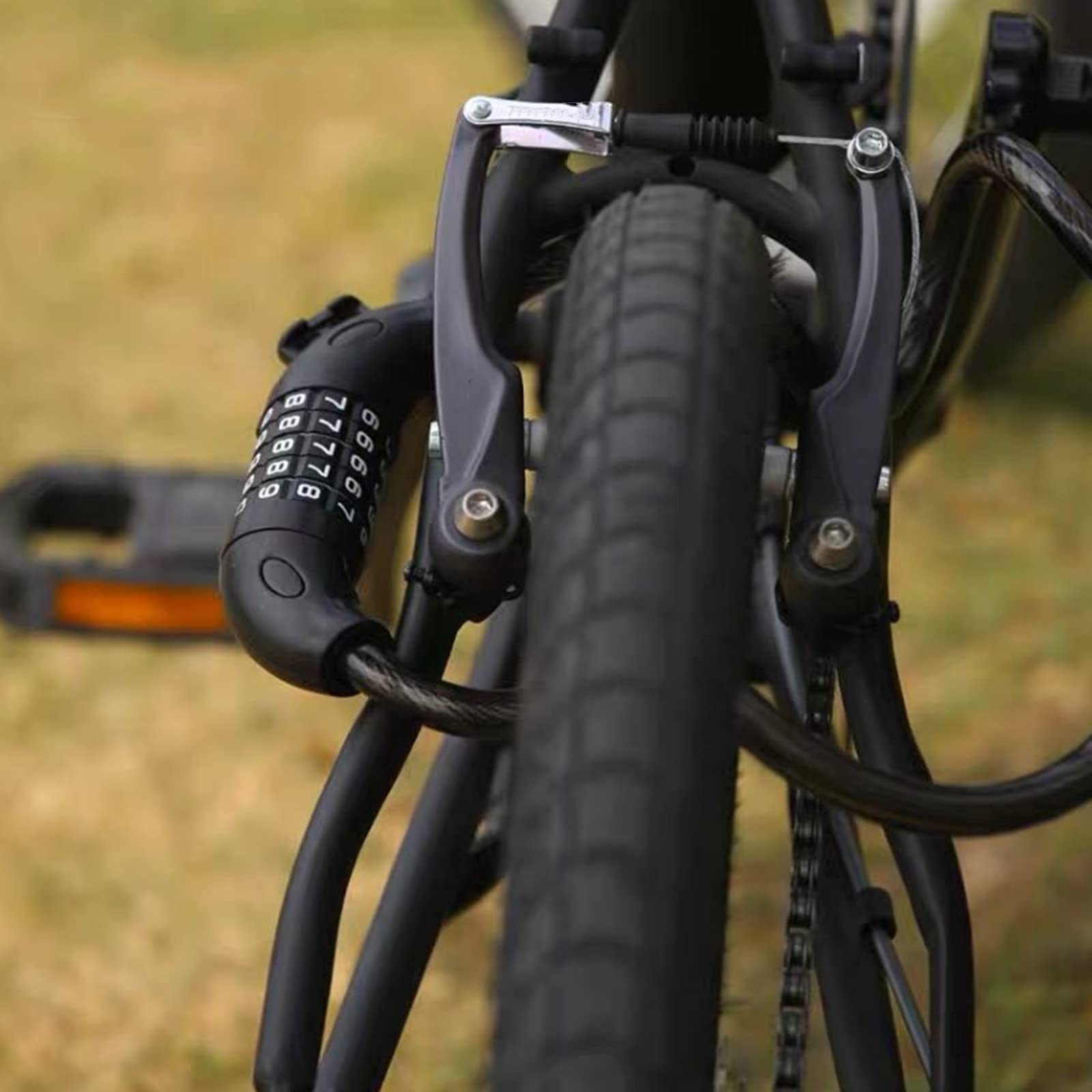 N / B Bike Lock Cable, 4 Feet High Security 5 Digit Resettable Combination Coiling Bike Lock, with Mounting Bracket, for Bicycle Outdoors